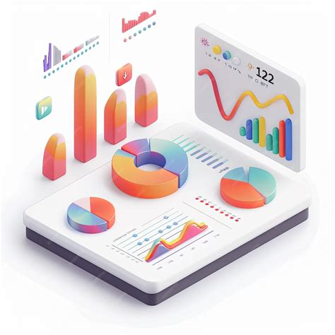 Isometric 3d Business Data Analysis Colorful Charts Graphs Dashboard Information Visualization