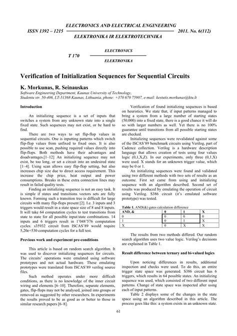 Pdf Verification Of Initialization Sequences For Sequential Circuits
