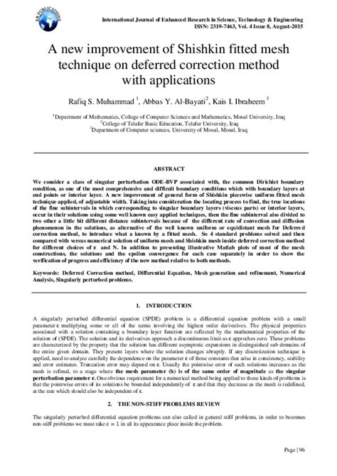 Pdf A New Improvement Of Shishkin Fitted Mesh Technique On Deferred Correction Method With