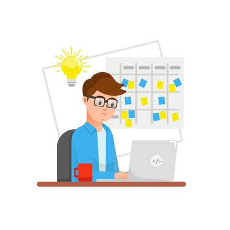 Guy Who Works As A Programmer Vector Art At Vecteezy