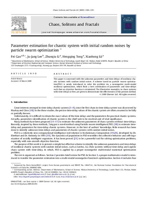 Pdf Parameter Estimation For Chaotic System With Initial Random
