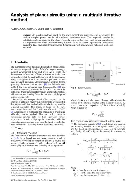 Pdf Analysis Of Planar Circuit Using A Multigrid Iterative Method