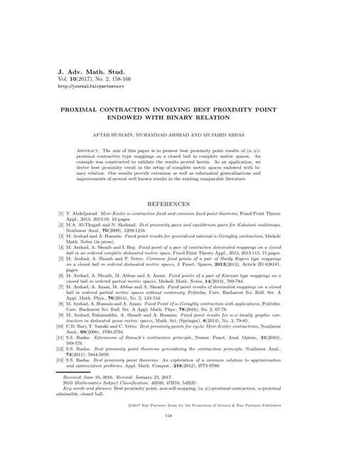 Pdf Proximal Contraction Involving Best Proximity Point Endowed With