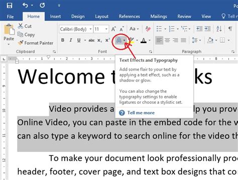 Microsoft Word Tutorial Text Effect And Typography