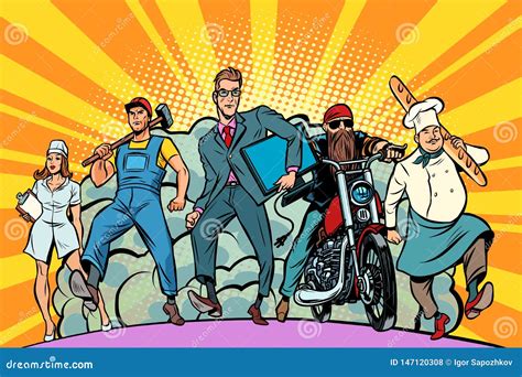 Programmer Baker Biker Nurse Worker Stock Vector Illustration Of