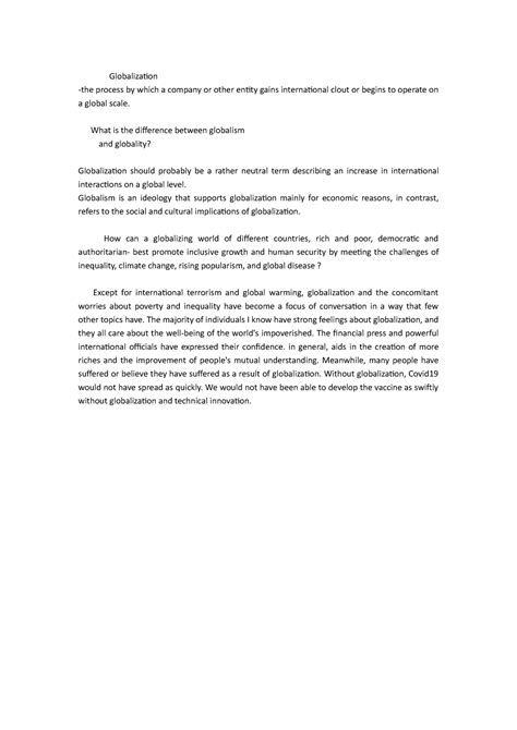 What Is Globalization Difference Between Globalism Ang Globality Globalization The Process