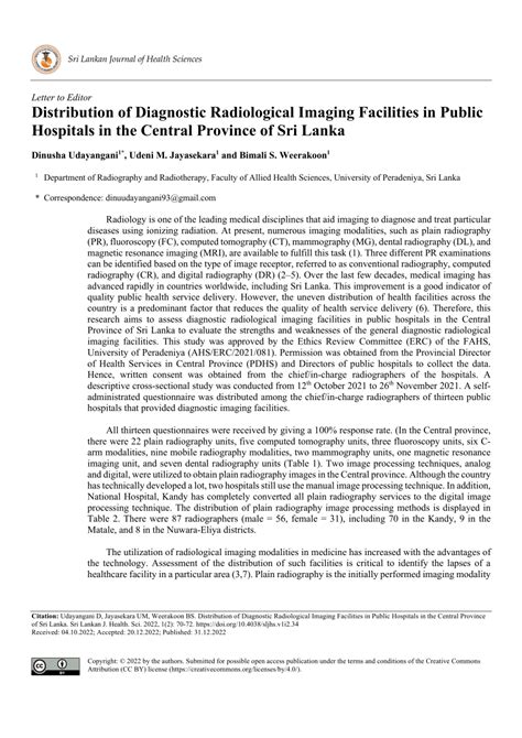 Pdf Distribution Of Diagnostic Radiological Imaging Facilities In