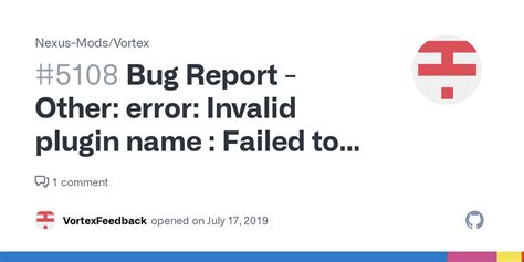 Bug Report Other Error Invalid Plugin Name Failed To Load Screenshot What Can I Do
