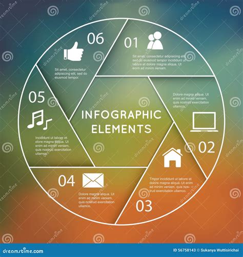 Circular Chart Color Infographics Step By Step In A Series Of Circle Element Of Chart Graph
