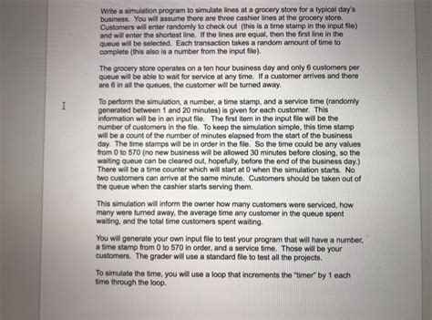 Solved Write A Simulation Program To Simulate Lines At A