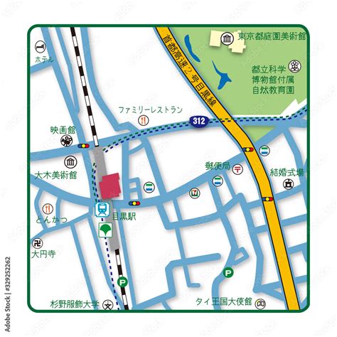 目黒駅周辺地図 Ilustração Do Stock Adobe Stock