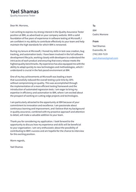 Quality Assurance Tester Cover Letter Examples And Templates