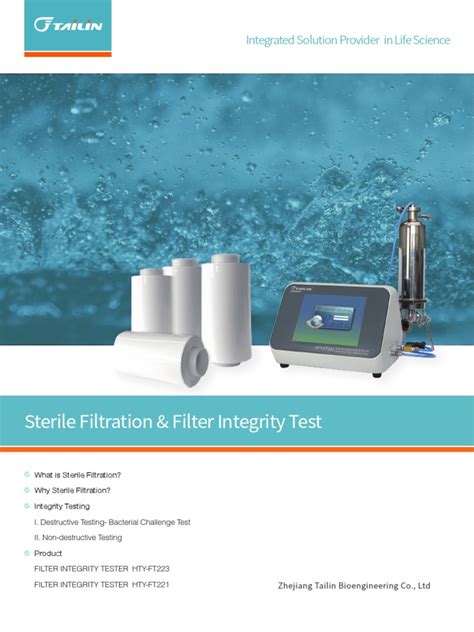 Sterile Filtration Filter Integrity Test Tailin Pdf Sterilization Microbiology Filtration