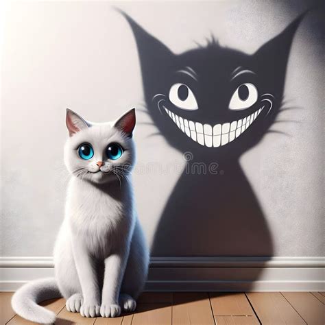 Shadow Play Of A Scary White Cat Stock Illustration Illustration Of