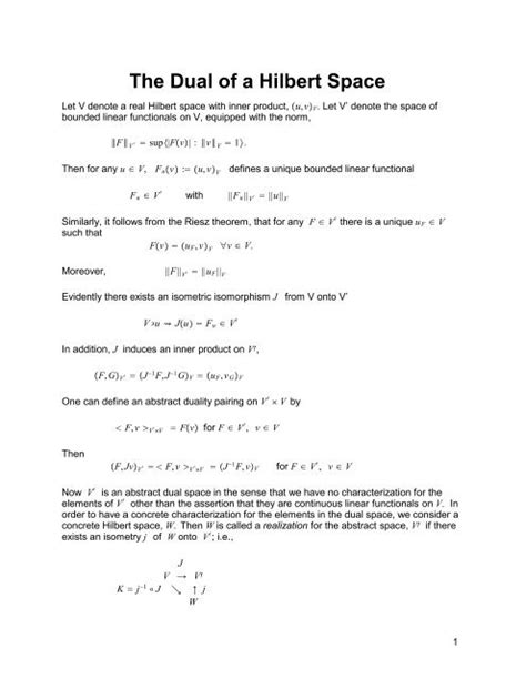 The Dual Of A Hilbert Space
