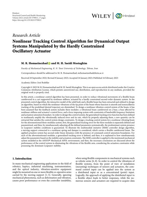 pdf nonlinear tracking control algorithm for dynamical output systems