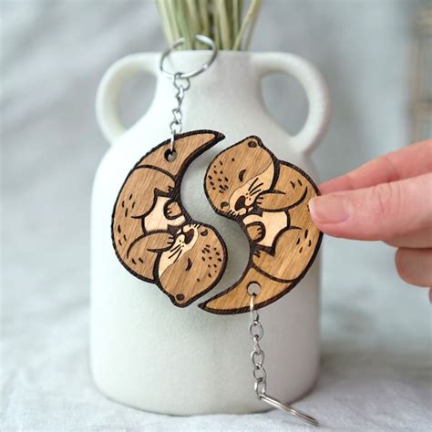 Couple Otter Keychain Etsy