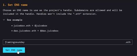 How To Set A Juicebox Project Handle Using An ENS Address Juice Docs