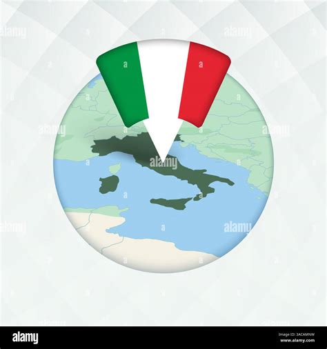 italy map highlighted with flag marker flag pointer on geographic map