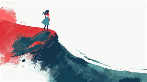 Determined Woman In Mixed Media Flat Vector Artwork Premium Ai