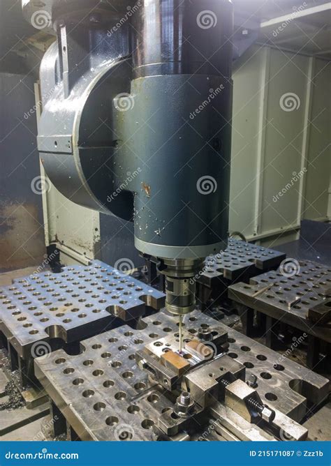 Large Cnc Milling Rotary Head Making Measurements With Contact Probe In Automatic Mode Stock