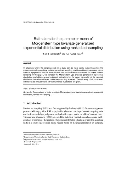 Pdf Estimators For The Parameter Mean Of Morgenstern Type Bivariate Generalized Exponential