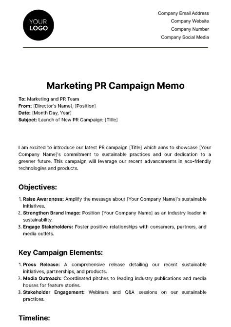 Free Marketing Pr Campaign Memo Template To Edit Online