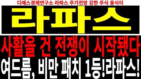 라파스 주가전망 사활을 건 전쟁이 시작됐다 여드름 비만 패치 1등라파스 Feat디에스경제연구소 라파스 주가전망 강한주식
