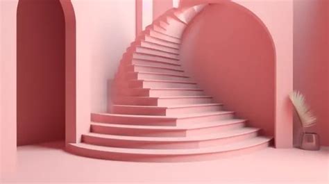 선쉐이드 그림자와 분홍색 벽이 있는 파스텔 배경에 계단 쇼케이스 스탠드의 높은 디스플레이 3d 렌더링 제품 제품 전시 제품 프레젠테이션 배경 일러스트 및 사진 무료