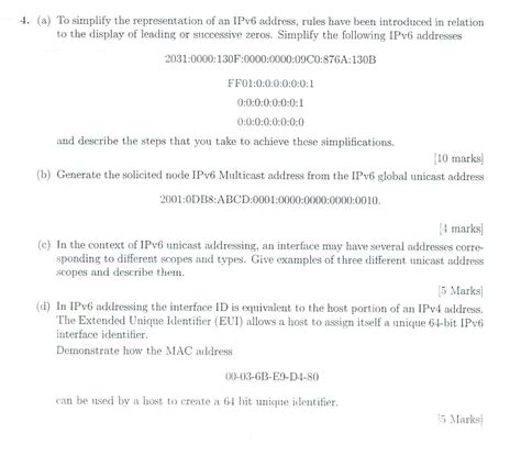 Solved 4 A To Simplify The Representation Of An Ipv6