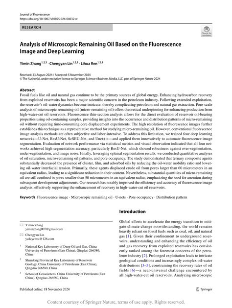 Analysis Of Microscopic Remaining Oil Based On The Fluorescence Image