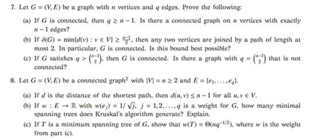 Solved Let G V E Be A Graph With N Vertices And Q Chegg