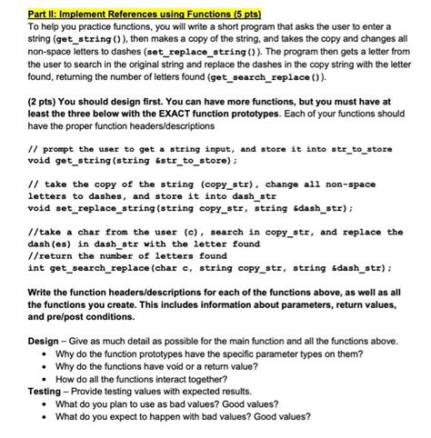 Solved Part Ii Implement References Using Functions 5 Pts