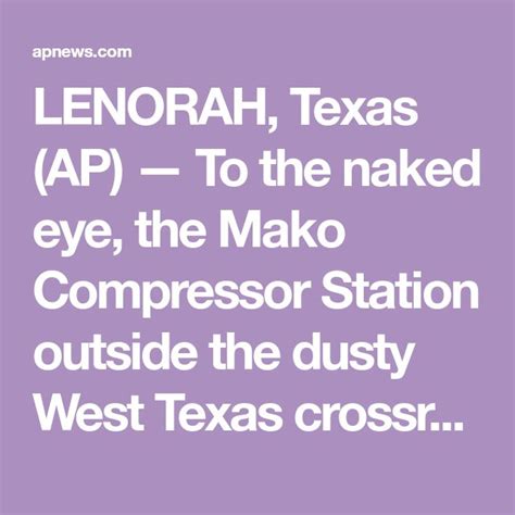 The Words Lenorah Texas Ap To The Naked Eye The Mako Compressor