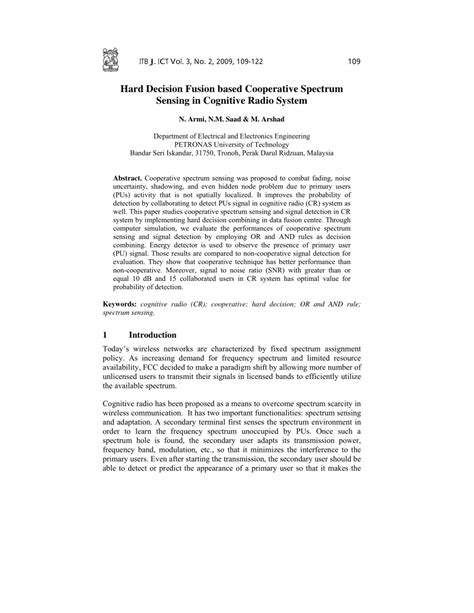 Pdf Hard Decision Fusion Based Cooperative Spectrum Sensing In Cognitive Radio System