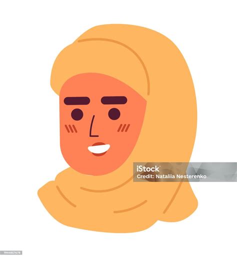 히잡을 입고 웃는 백인 여자 2d 벡터 아바타 일러스트 가공의 인물에 대한 스톡 벡터 아트 및 기타 이미지 가공의 인물 그래픽 사용자 인터페이스 다중 색상 Istock