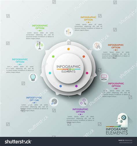 White Round Chart 7 Arrows Pointing Stock Vector Royalty Free 686840392 Shutterstock