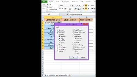Separate Text And Number From Data Shorts Advance Excel Exceltips