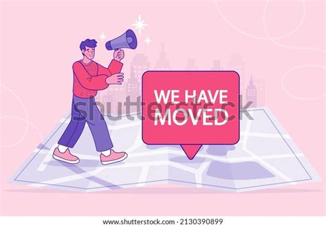Woman Change Address On Map Brochure Stock Vector Royalty Free 2130390899 Shutterstock