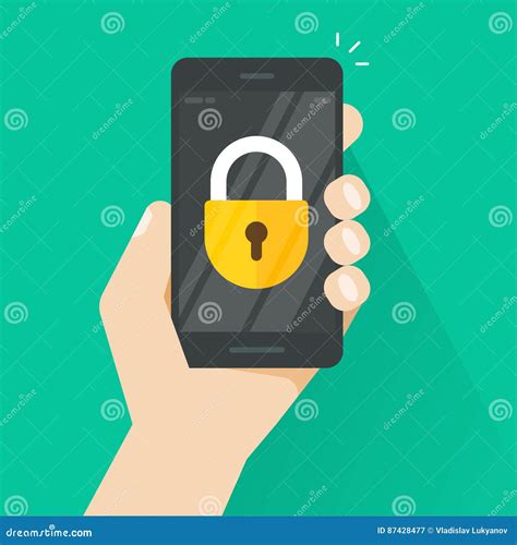 Smartphone In Hand With Lock Icon On Screen Vector Locked Mobile Phone