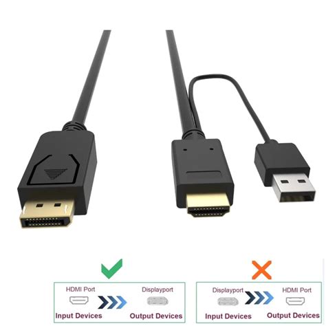 Aliexpress Com Buy Hdmi To Displayport Cable With Usb Power Hdmi To Dp Male To Male Converter