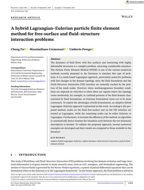 Pdf A Hybrid Lagrangianeulerian Particle Finite Element Method For
