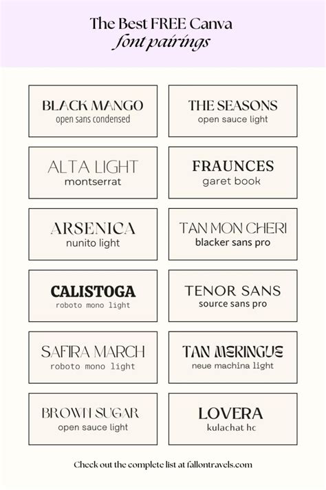 Best Canva Font Parings And Combinations Fallon Travels Font Pairing