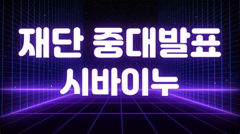 시바이누 시바이누 재단 중대발표 기절주의 Youtube