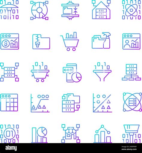 Data Mining Gradient Linear Vector Icons Set Stock Vector Image And Art