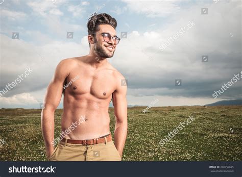 Hot Shirtless Man Posing His Hands Stock Photo Edit Now