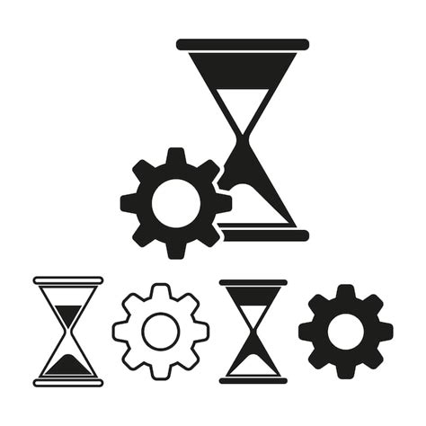Premium Vector Time Management Icons Hourglass And Gears Efficiency Concept Vector