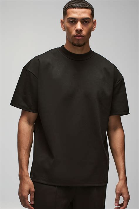 Black Boohooman Oversized Heavyweight T Shirt Boohoo