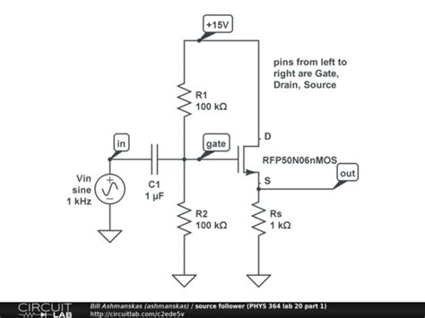 Source Follower PHYS Lab Part CircuitLab