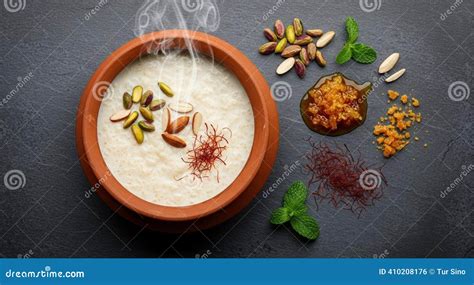 Traditional Indian Saffron Milk Drink With Spices And Herbs Stock
